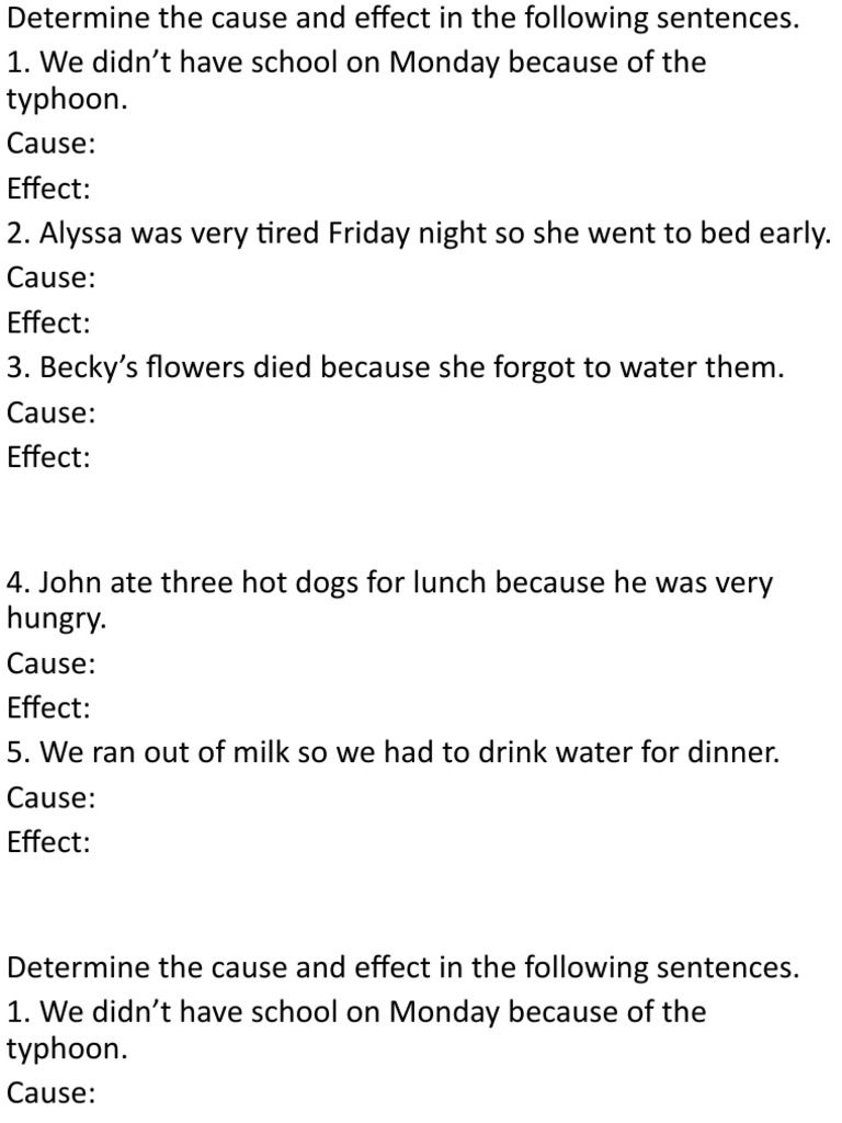 Quiz Cause and Effect | PDF