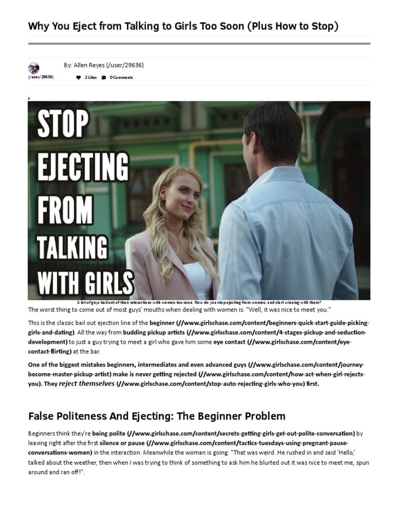 Why You Eject From Talking To Girls Too Soon (Plus How To Stop) - Girls ...