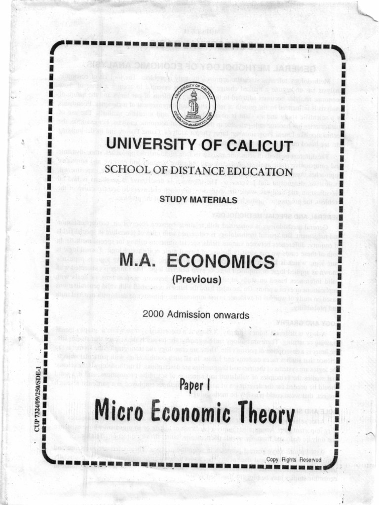 MA Economics - Paper 1 Micro Economic Theory | PDF | Hypothesis | Theory