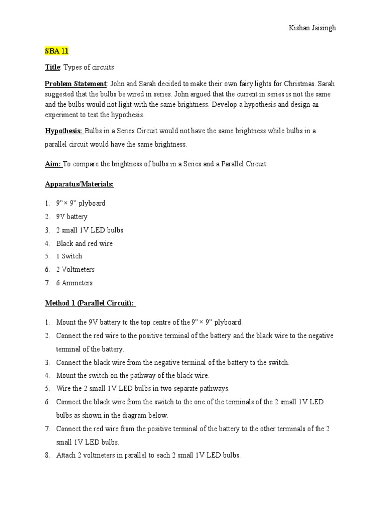 Form 5 Physics Labs 11 To 12 (Corrected) | PDF | Experiment | Series ...
