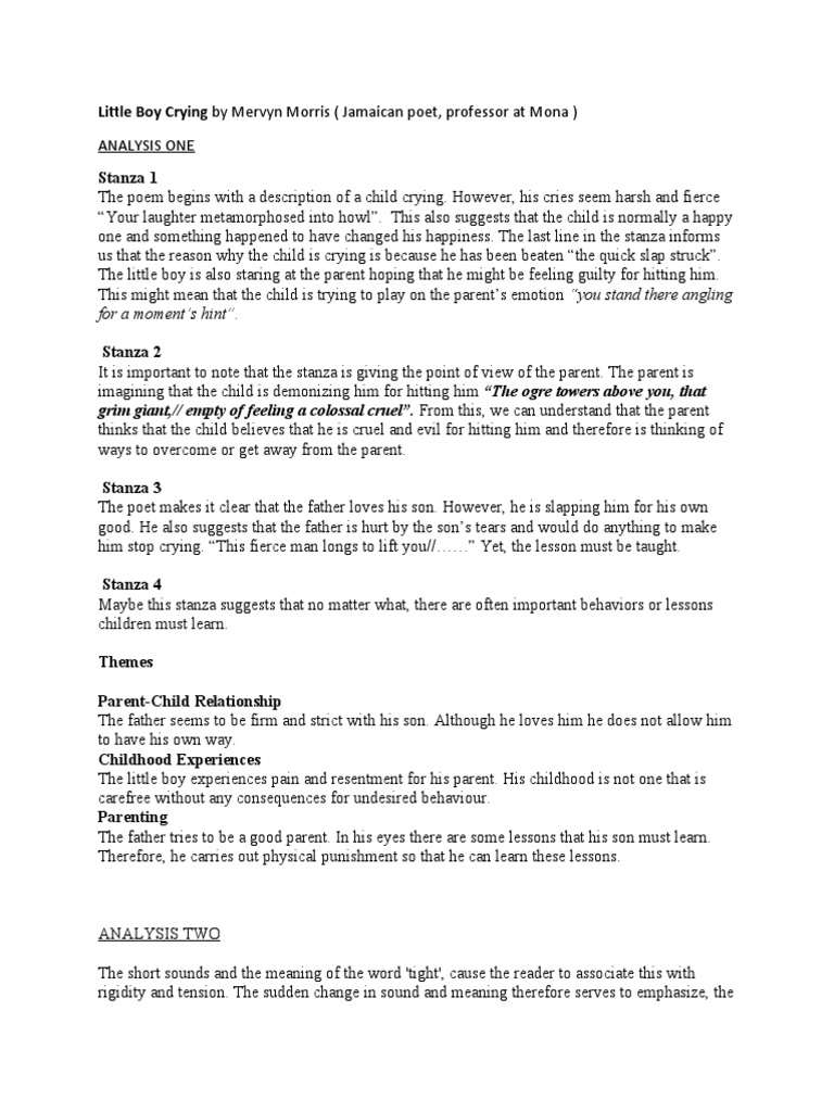 Little Boy Crying | PDF | Poetry