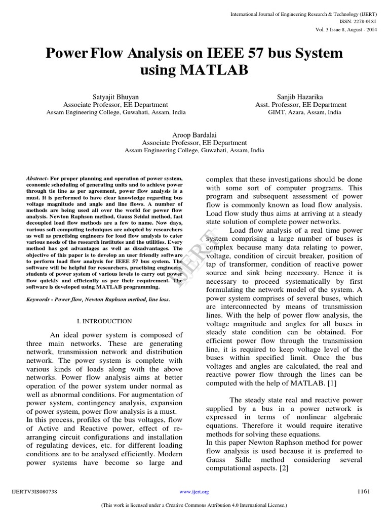 Power Flow Analysis On Ieee 57 Bus System Using Matlab IJERTV3IS080738 | PDF