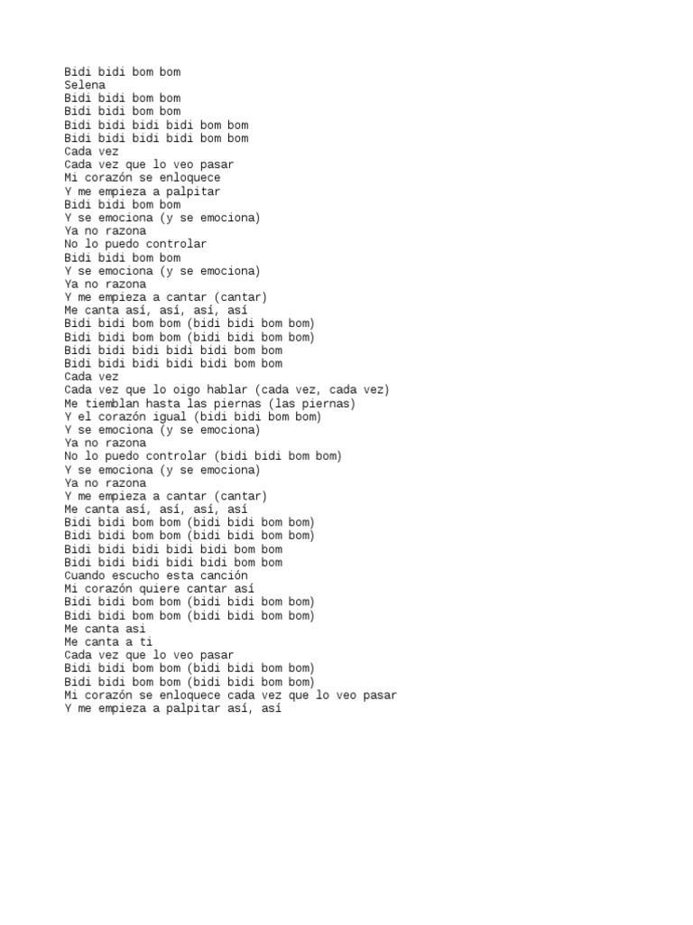 Ritmo y Emoción en Bidi Bidi Bom Bom | PDF
