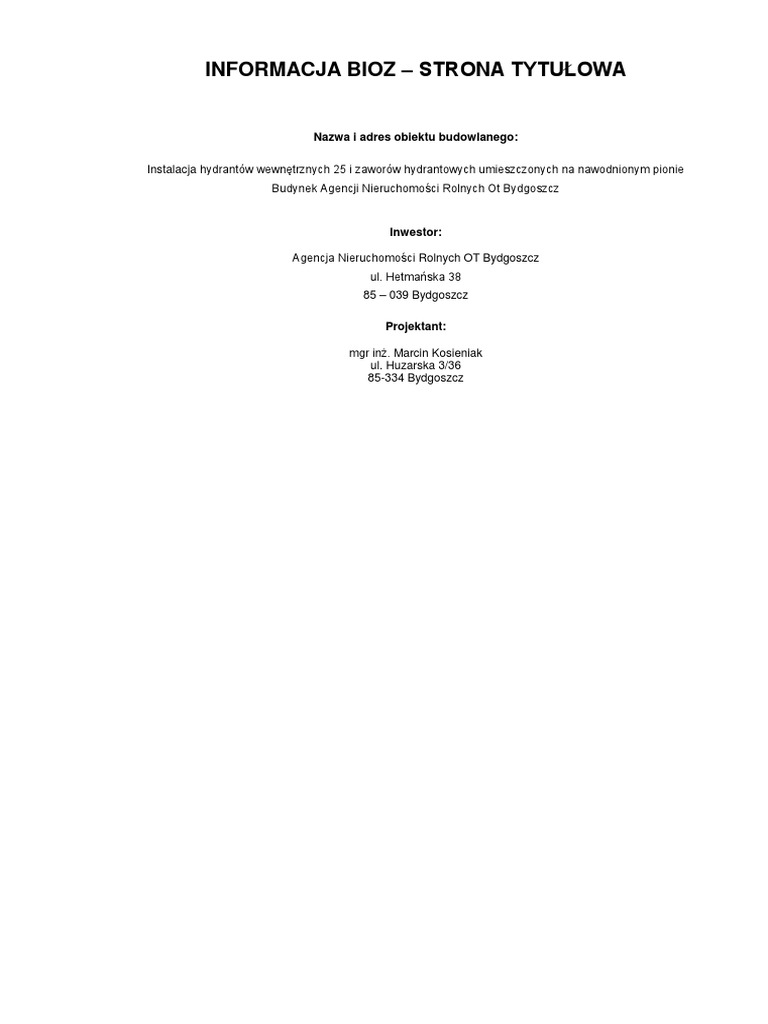 Przykładowy Plan Bioz | PDF