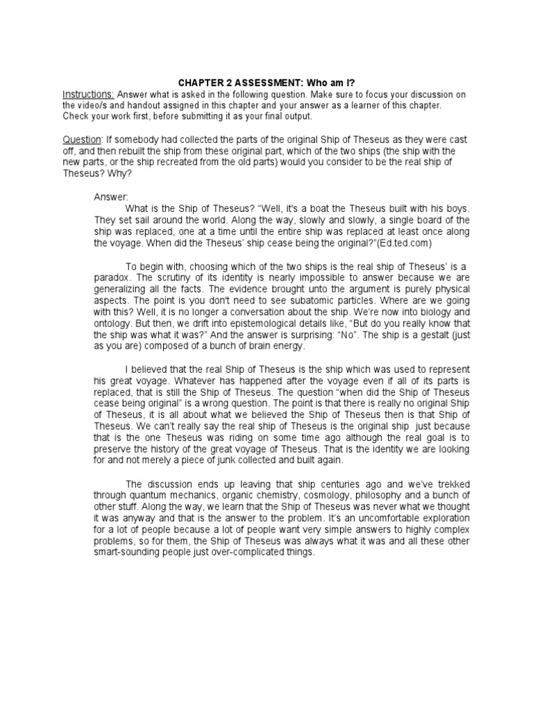 Chapter 2 Assessment: Who Am I? | Download Free PDF | Academic ...