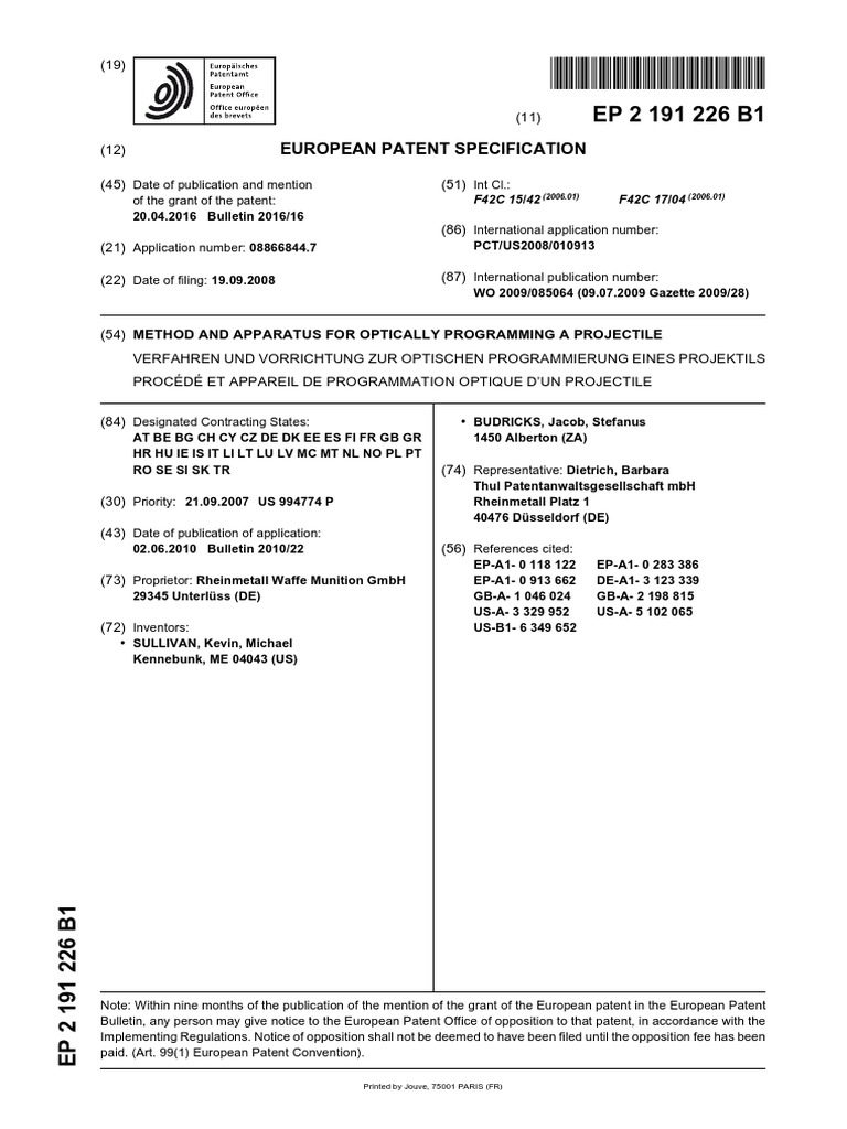 TEPZZ - 9 - 6B - T: European Patent Specification | PDF | Transmitter ...