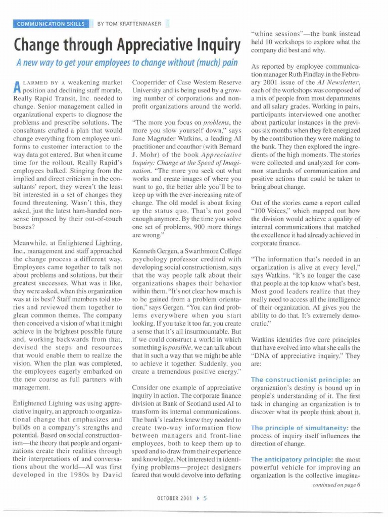 Change Through Appreciative Inquiry | PDF