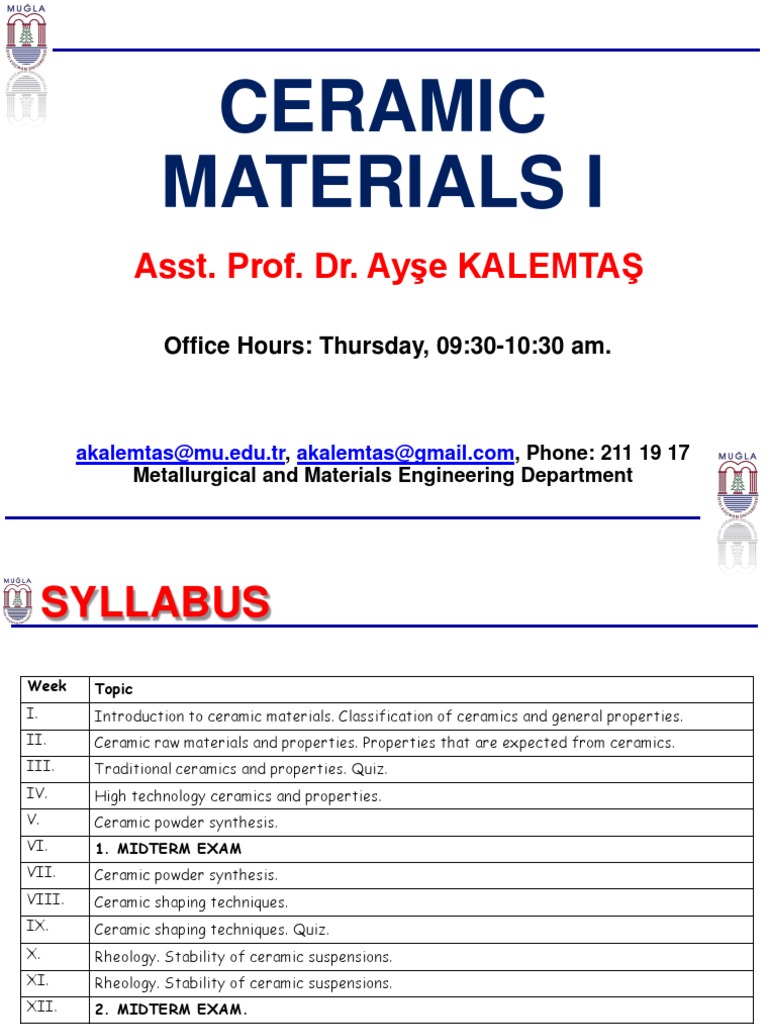 Ceramic Materials I: Asst - Prof. Dr. Ayşe KALEMTAŞ | PDF | Ceramics ...