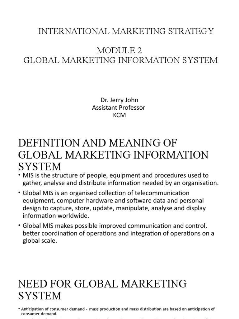 International Marketing Strategy Global Marketing Information System ...