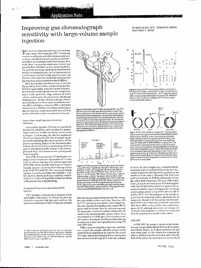 Large Volume Injection in Gas Chromatography | PDF | Laboratory ...