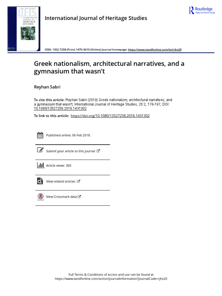 Greek Nationalism Architectural Narratives and A Gymnasium That Wasn T ...
