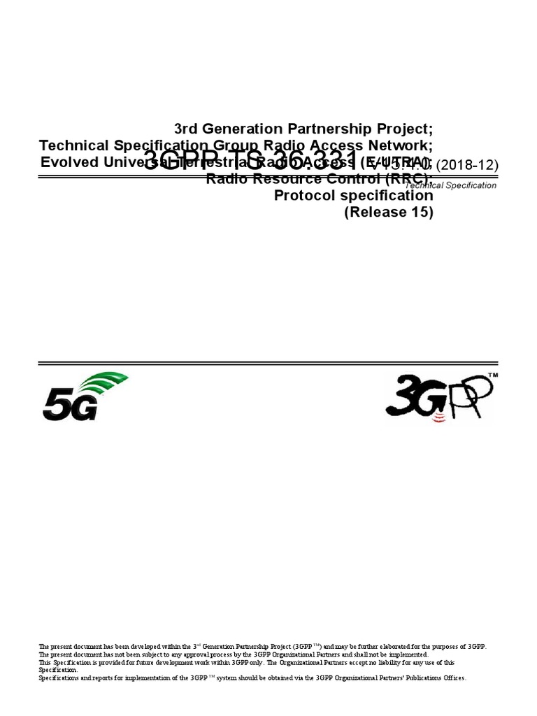 3GPP TS 36.331: Technical Specification | PDF | 3 Gpp | Networking ...