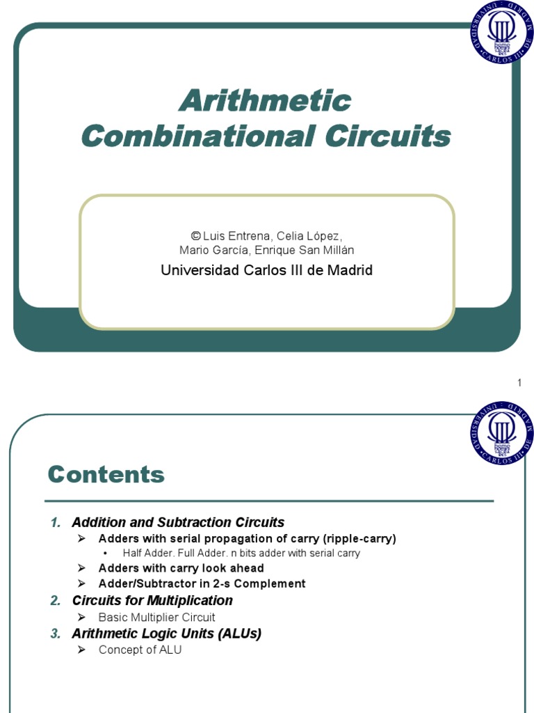 Arithmetic Combinational Circuits: Universidad Carlos III de Madrid ...