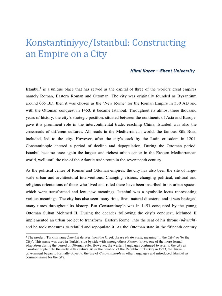 Ottoman Transformation of Istanbul | PDF | Constantinople | Ottoman Empire