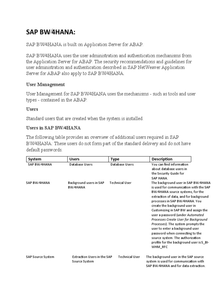 BW 4 HANA Security | PDF | Databases | Computer Data