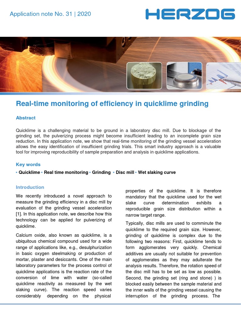 Real-Time Quicklime Grinding Monitoring | PDF | Mill (Grinding) | Chemistry