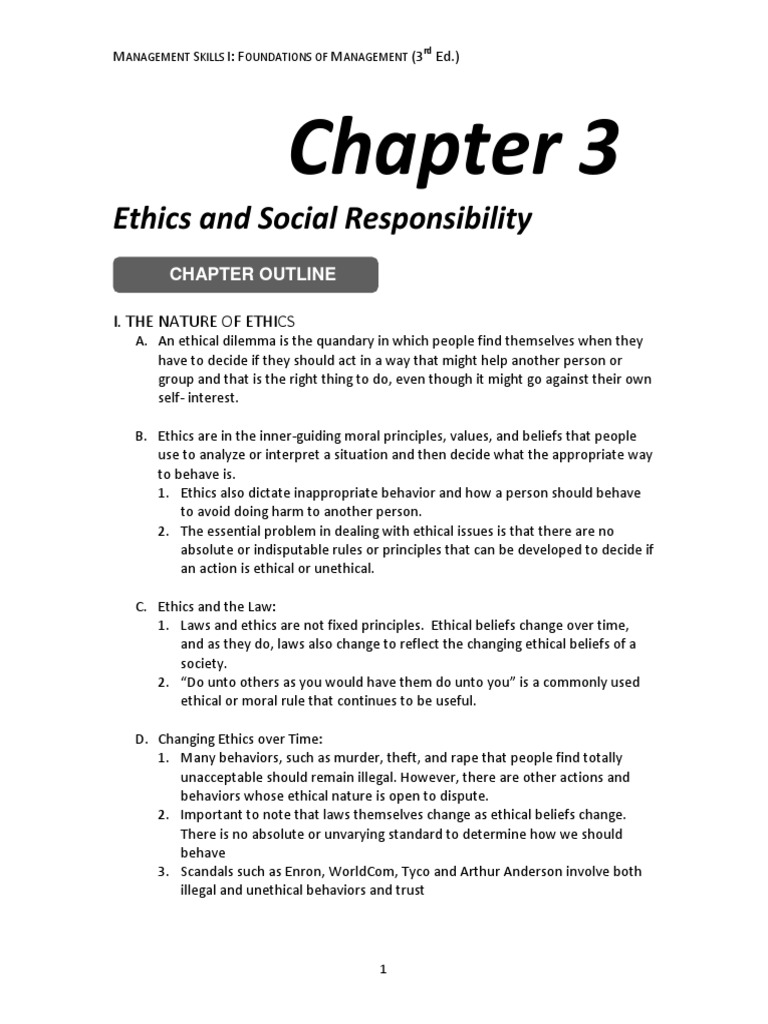 Ethics and Social Responsibility: Chapter Outline | PDF | Reputation ...
