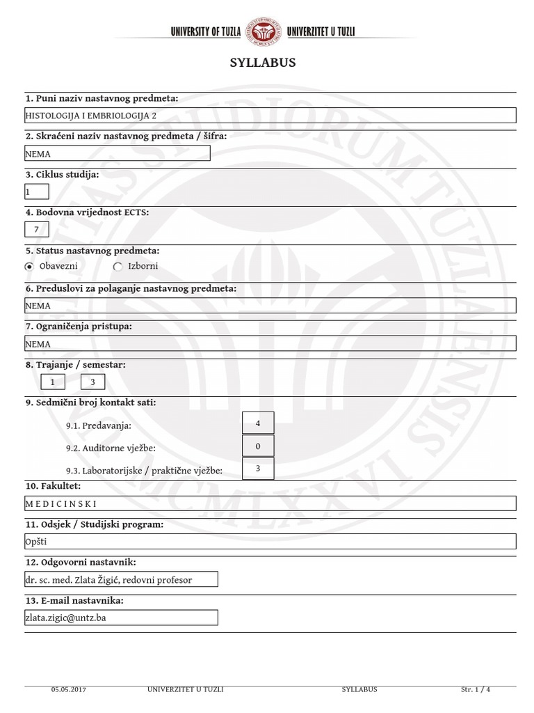 Histologija I Embriologija 2 | PDF