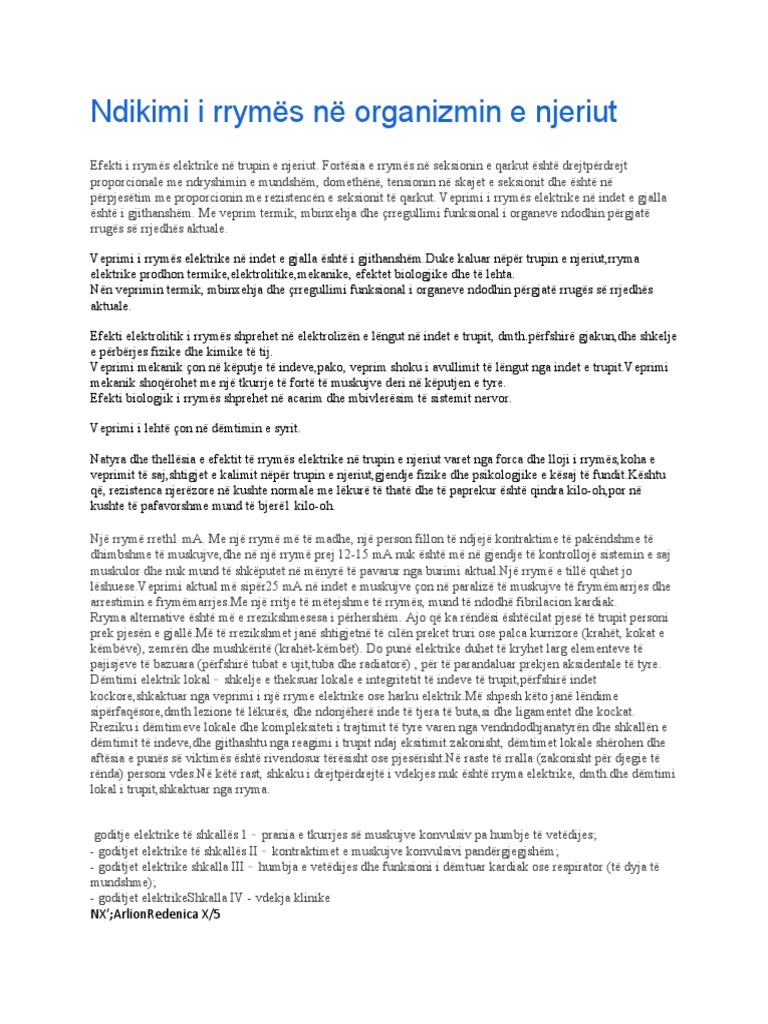 Ndikimi I Rrymës Në Organizmin e Njeriut | PDF