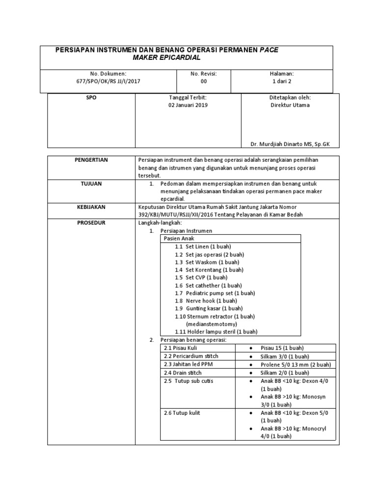 Persiapan Instrumen untuk Pacing Epicardial | PDF