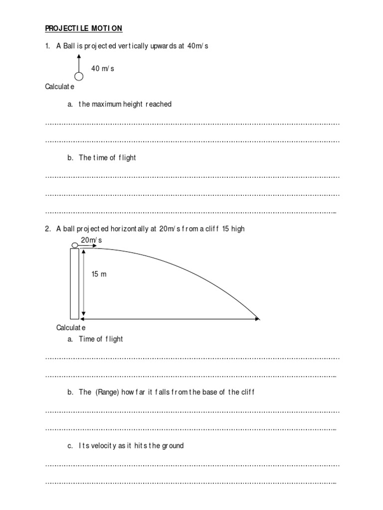 Projectile Motion Practice Problems | PDF | Force | Motion (Physics)