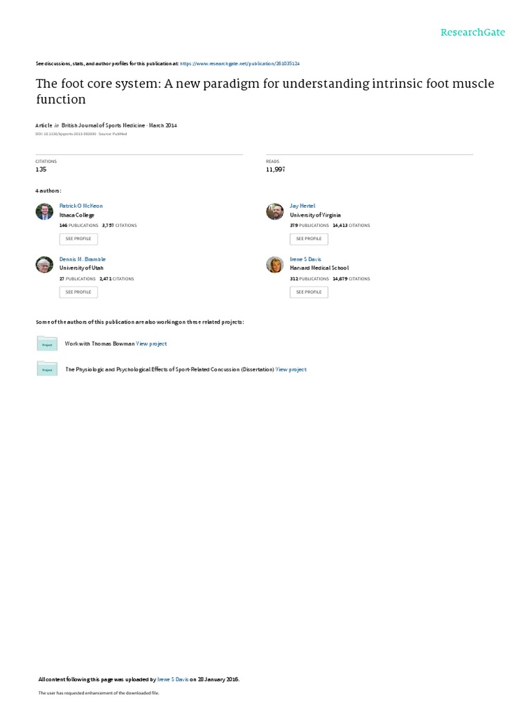 The Foot Core System A New Paradigm For Understand | PDF | Foot | Anatomy