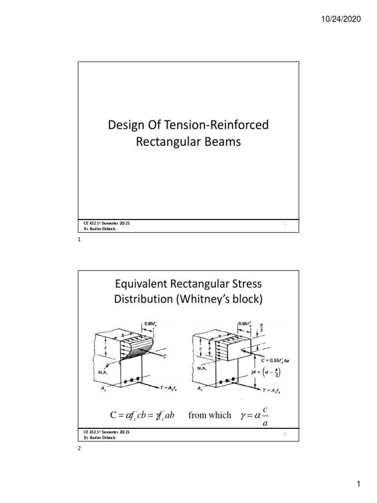 Whitney Stress Block in Beam Design | PDF | Classical Mechanics | Mechanics