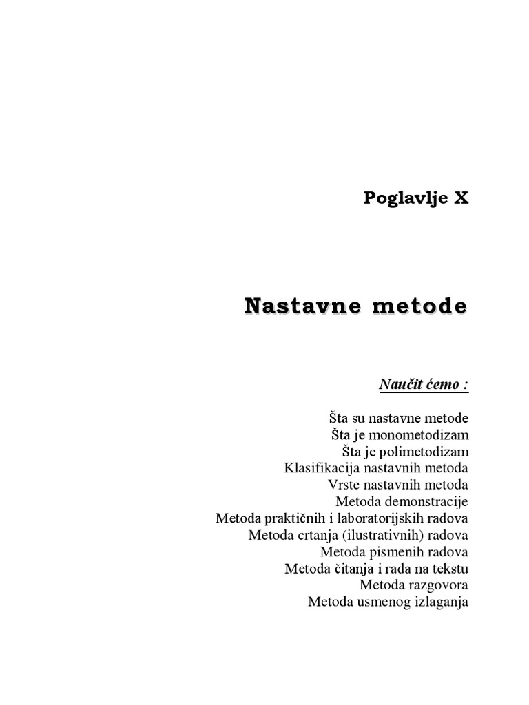 Poglavlje 10 - Nastavne Metode PDF | PDF