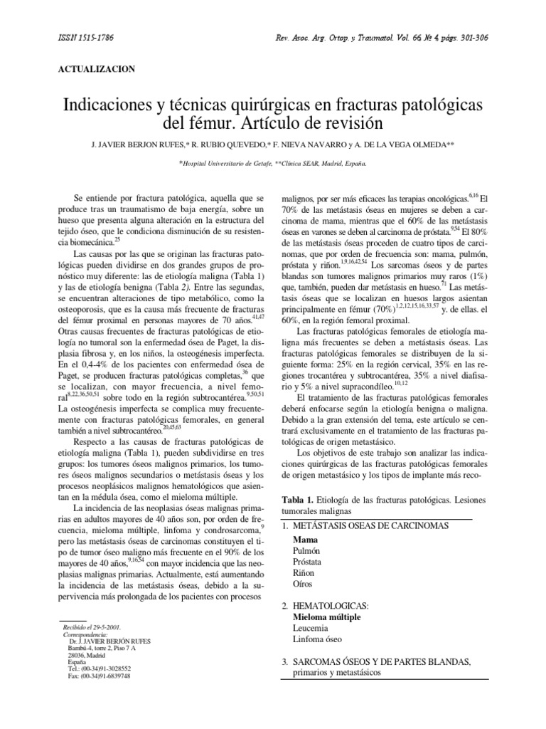 Fracturas Patológicas del Fémur | PDF | Hueso | Mieloma múltiple