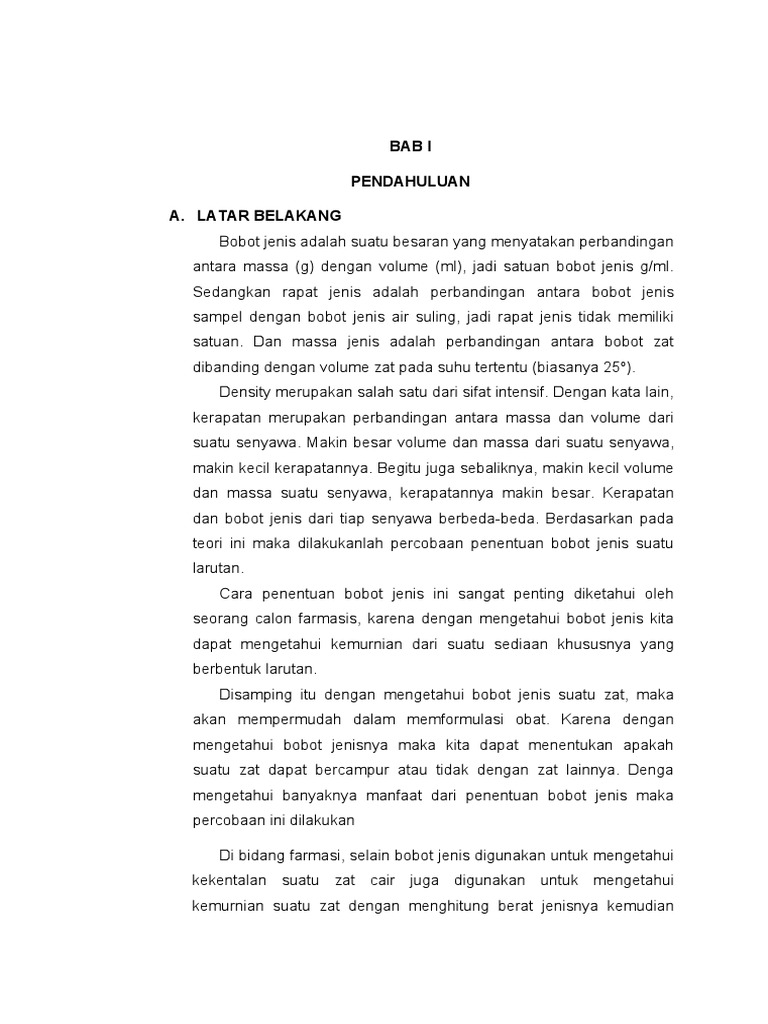 Laporan Praktikum 1 Massa Jenis Dan Bobot Jenis | PDF