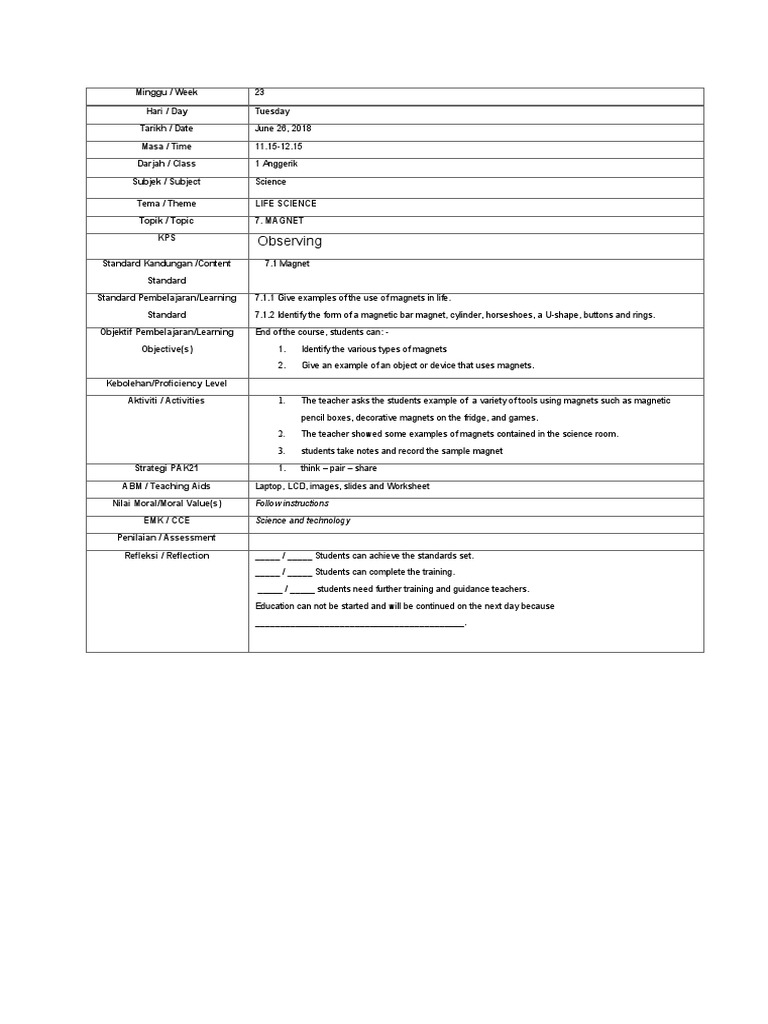 Observing: Follow Instructions Science and Technology | PDF