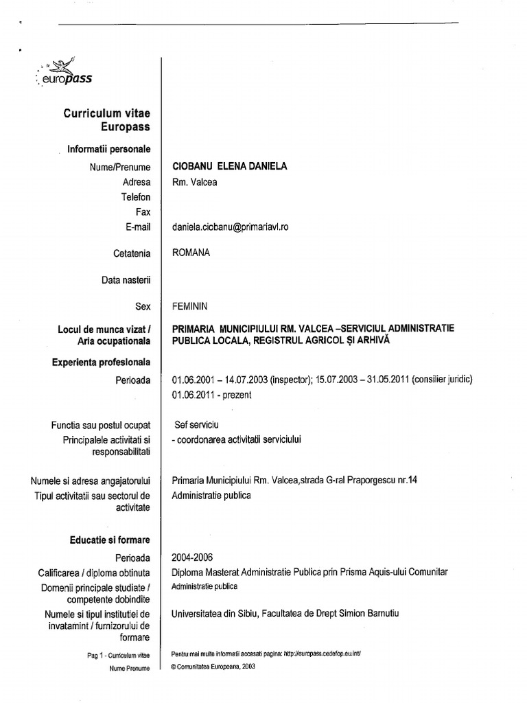 Ciobanu CV | PDF
