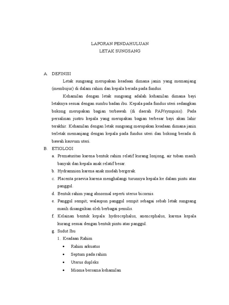 Resume LP Letak Sungsang | PDF