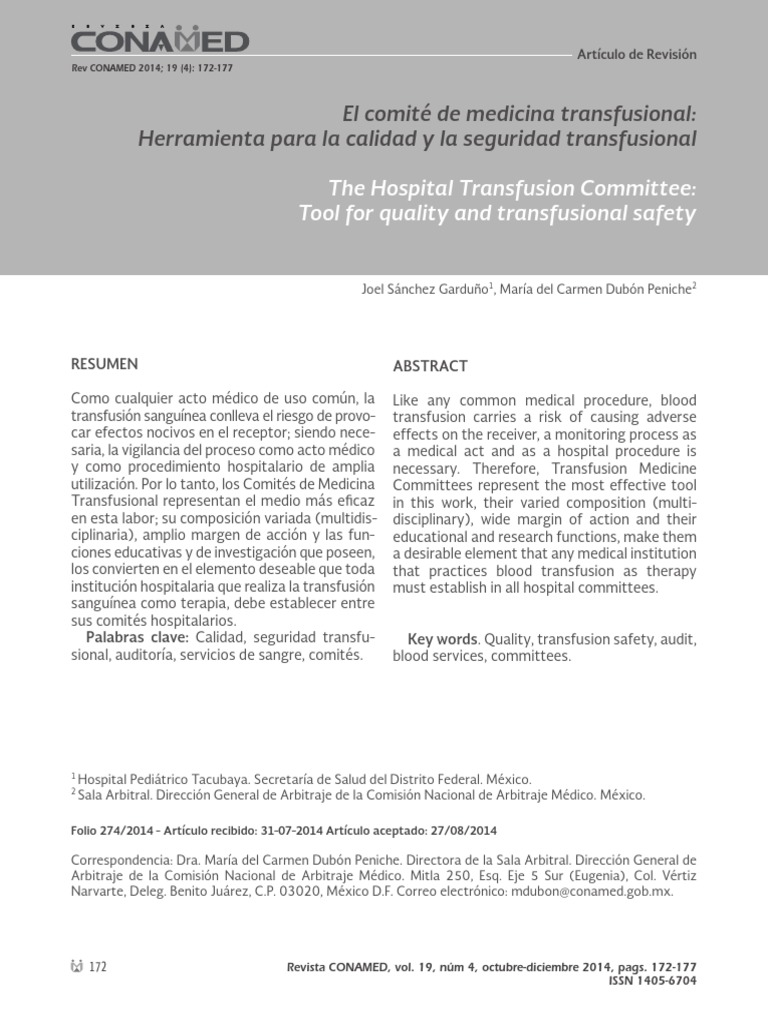 Comite de Medicina Transfusional | PDF | Transfusión de sangre | Hospital