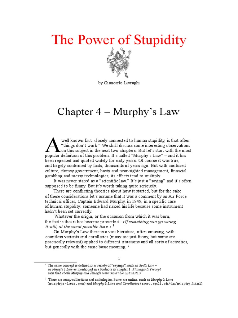 The Power of Stupidity: Chapter 4 - Murphy's Law | PDF | Psychological ...