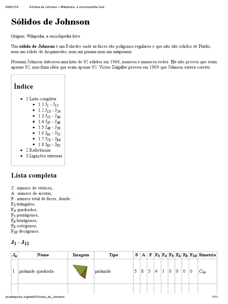 Sólidos de Johnson | PDF | Polítopo | Geometria convexa