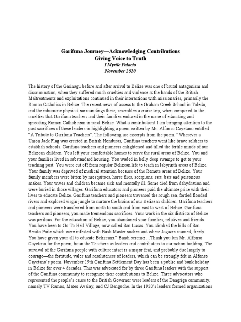 Garifuna Contributions to Belize's Education | PDF | Belize | North America