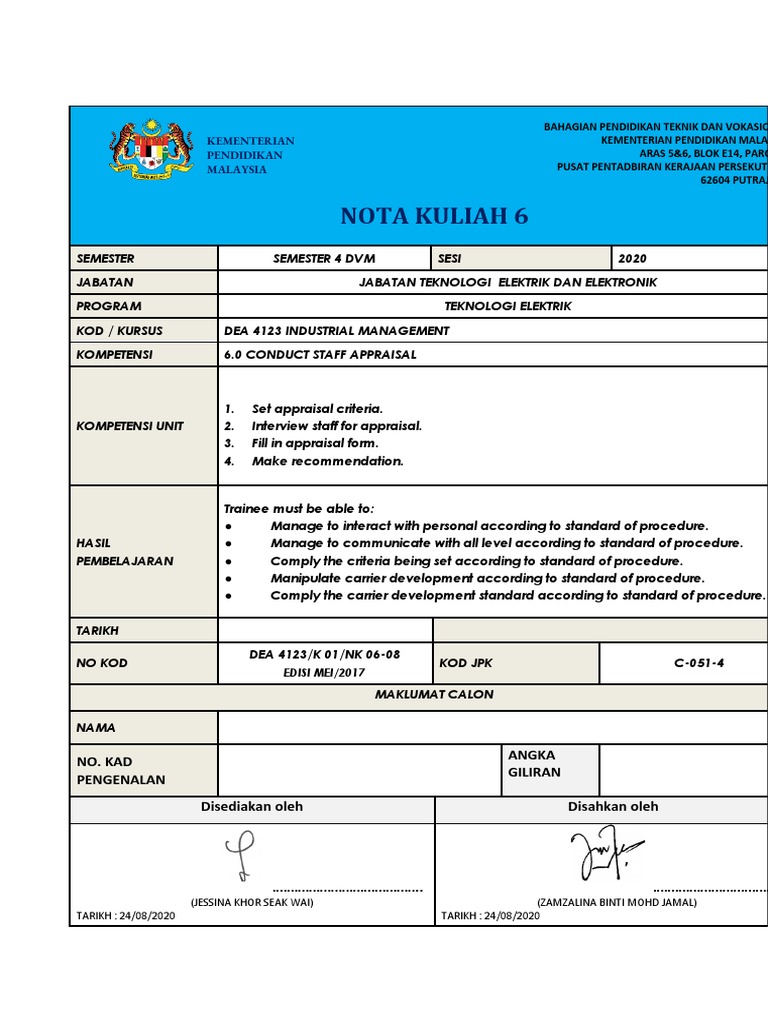 Nota Kuliah 6: Kementerian Pendidikan Malaysia | PDF