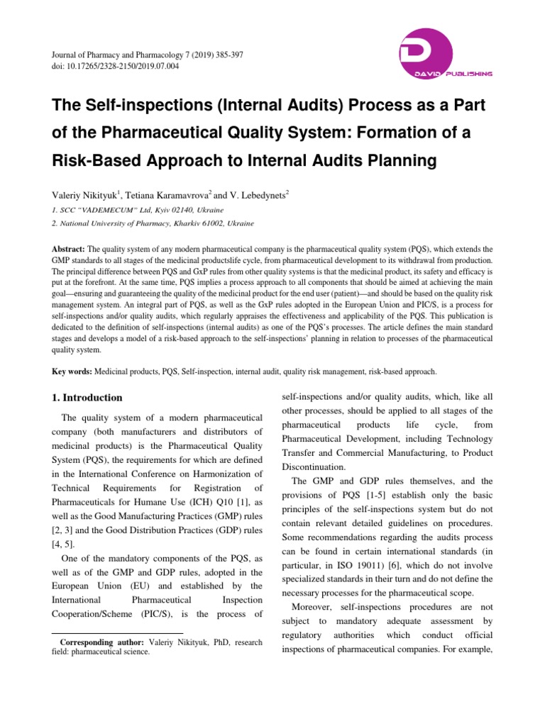The Self-Inspections (Internal Audits) Process As A Part of The ...