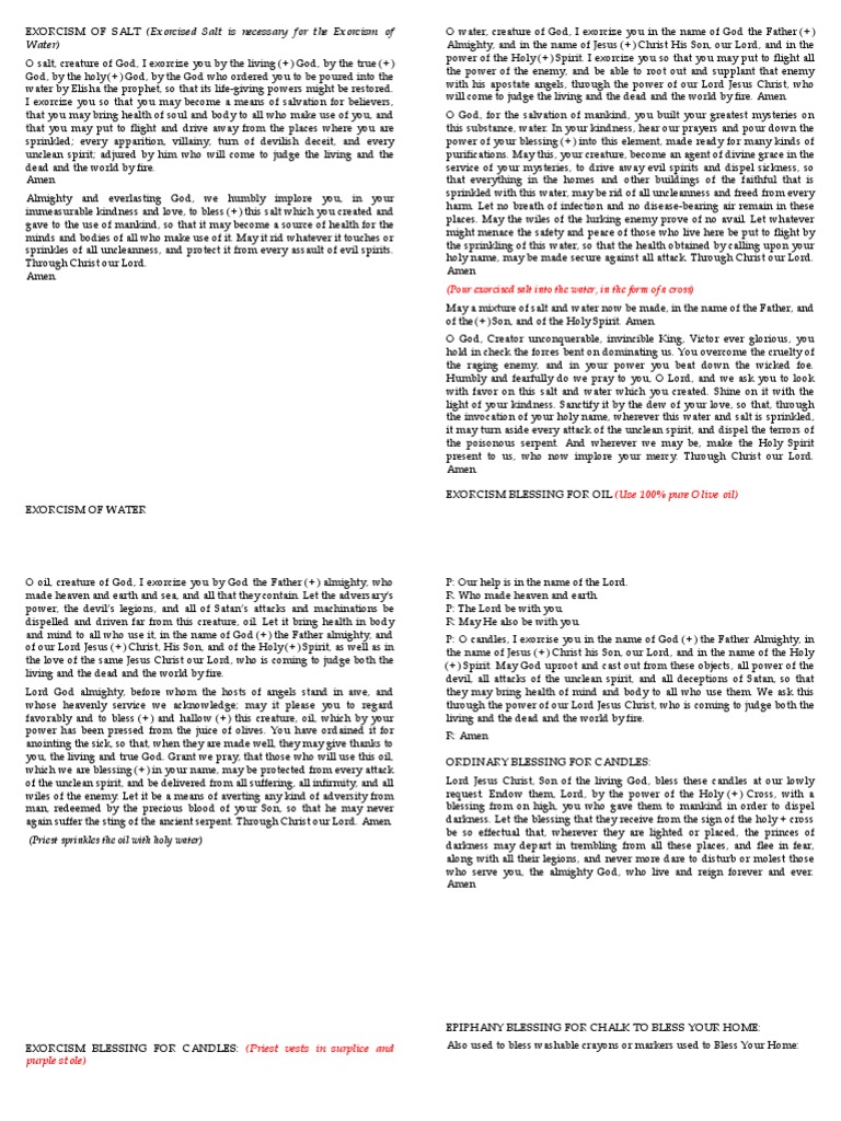 Exorcism Prayers for Salt and Water | PDF | Worship | Christian Worship ...