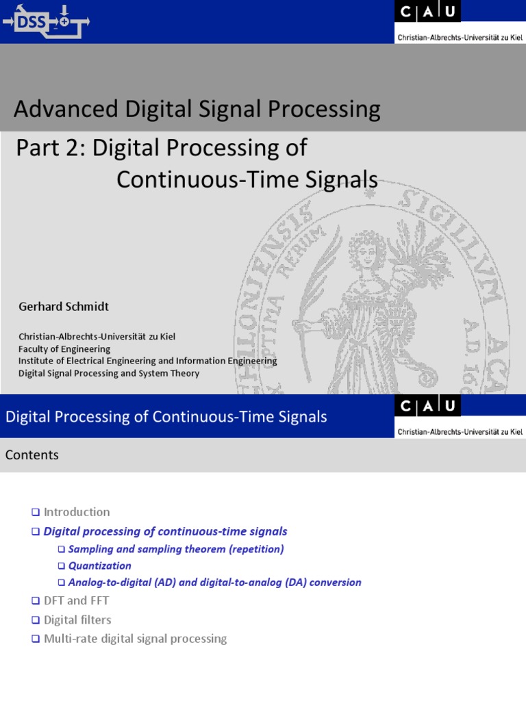 Advanced Digital Signal Processing Part 2: Digital Processing of Continuous-Time Signals | PDF ...