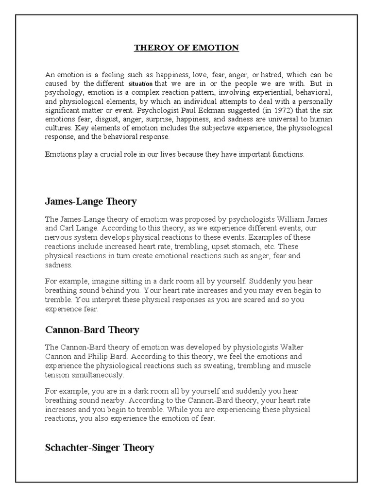 Theory of Emotion | PDF | Emotions | Subjective Experience