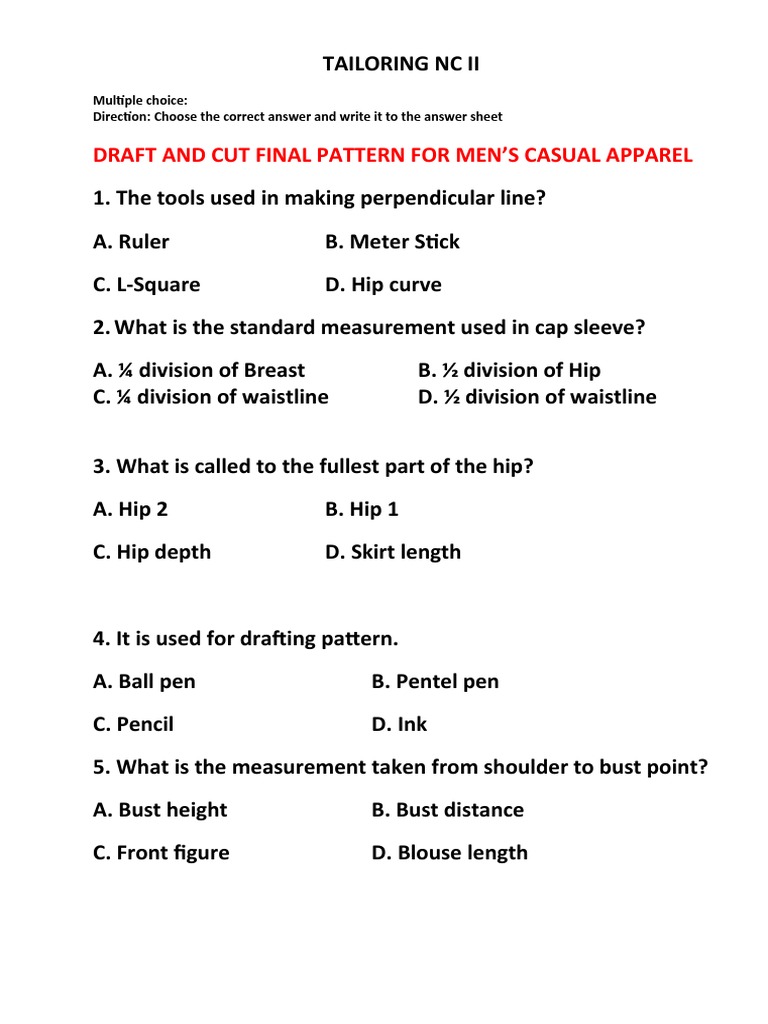 Draft and Cut Final Pattern For Men'S Casual Apparel | PDF | Sewing ...