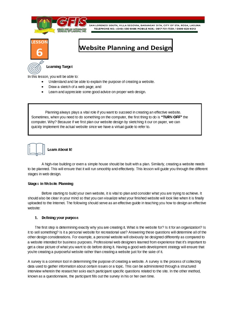 Website Planning and Design | PDF | Typefaces | Verdana