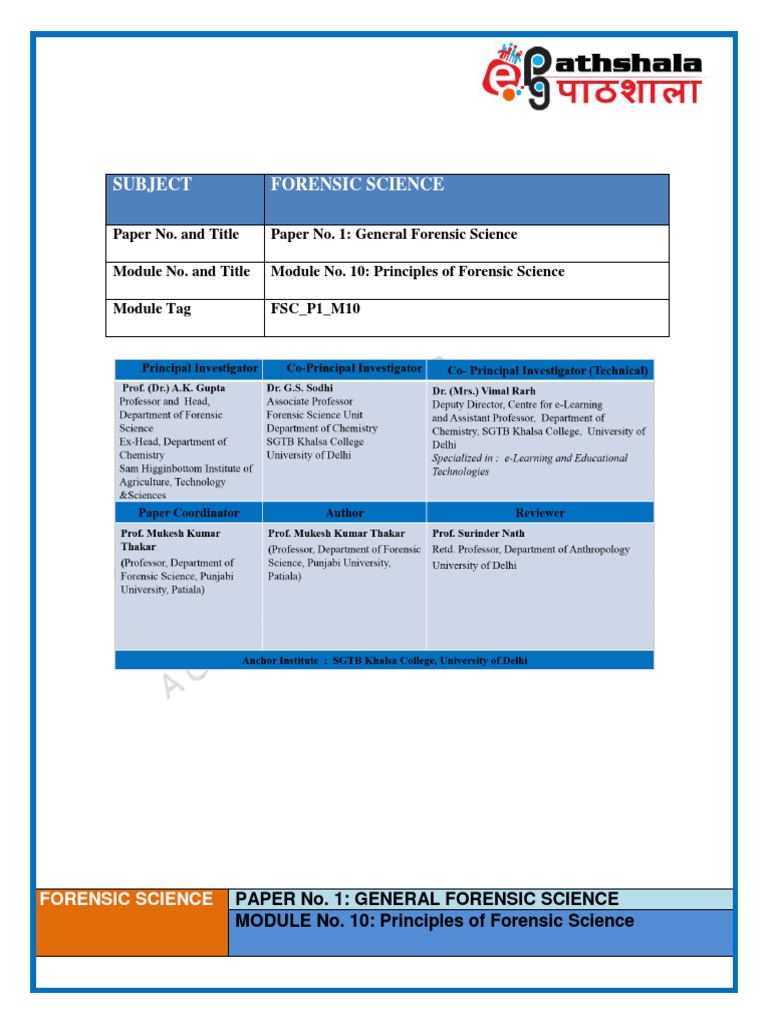 Principles of Forensic Science | PDF | Forensic Science | Crime Scene