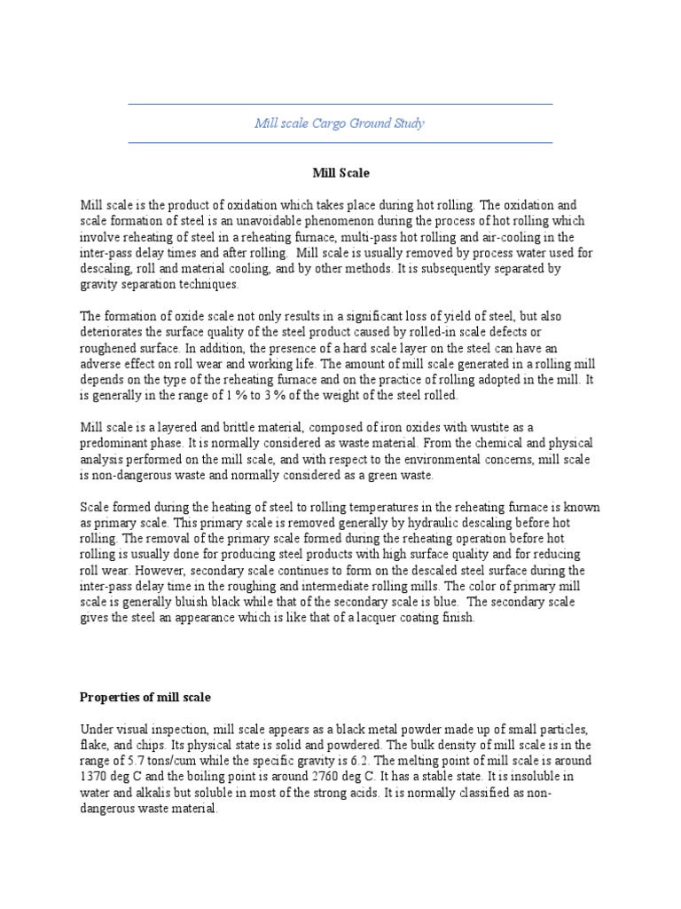 Mill Scale Cargo Ground Study | PDF | Steel | Iron