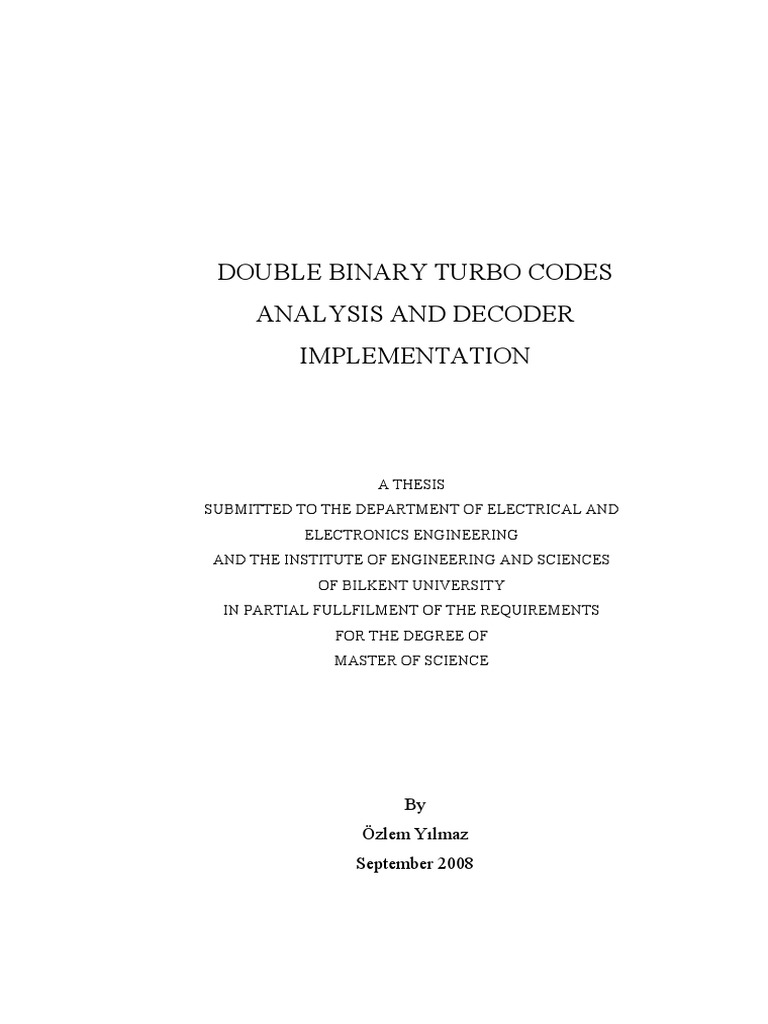 Double Binary Turbo Codes Analysis And Decoder Implementation Pdf Applied Mathematics