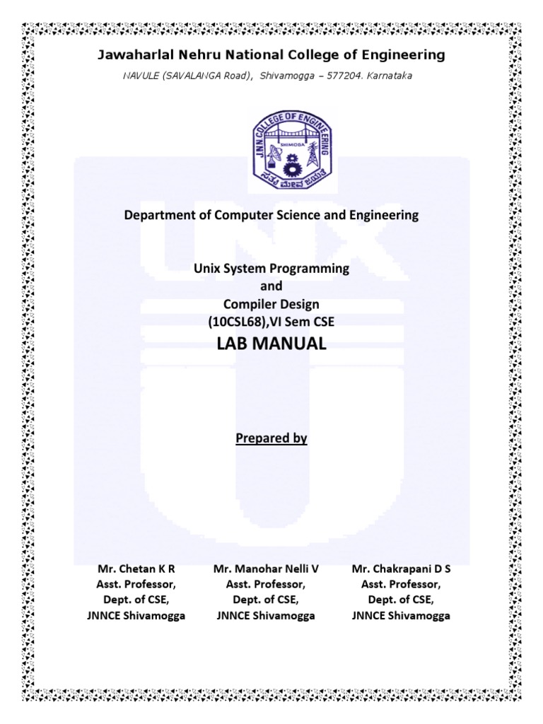 Lab Manual: Department of Computer Science and Engineering | PDF | Parsing | C (Programming ...