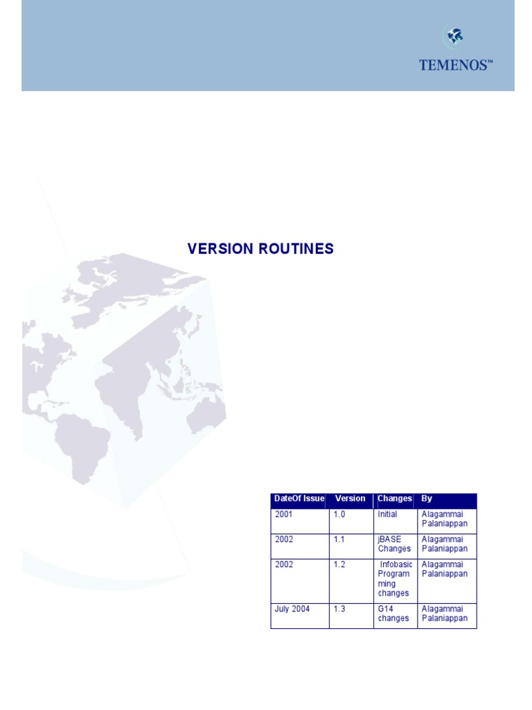 Version Routines: Dateof Issue Version Changes by | PDF | Subroutine ...