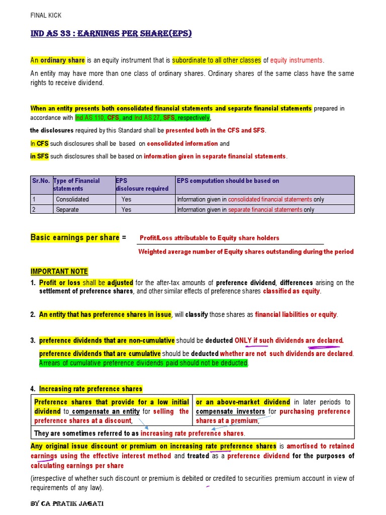 Ind As 33 | PDF | Preferred Stock | Dividend